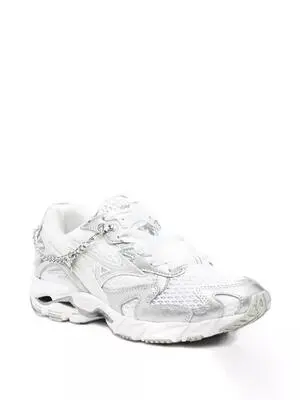 Mizuno Chain-embellished Mesh Sneakers - Silver