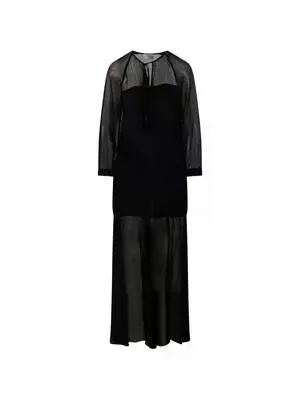 FORTE_FORTE Georgette Sheer-panelled Tasselled Maxi Dress - Black