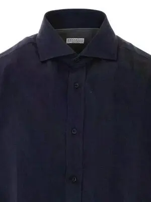 Brunello Cucinelli Herringbone-weave Long-sleeve Shirt