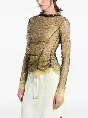 SIEDRES Faye Crystal-embellished Ruched Top - Black