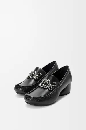 Loewe Oval Double L Loafer In Soft Leather Skin - Black