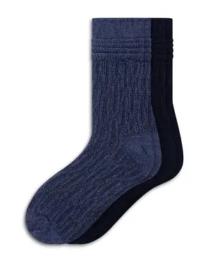 Hue Bubble Cable Knit Crew Socks, Set Of 2 - Blue Pack