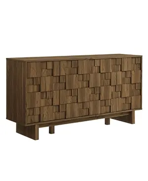 MODWAY Owen 59 Inch 4 Door Geometric Sideboard - Walnut
