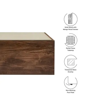 MODWAY Truett Square Wood Rattan Coffee Table