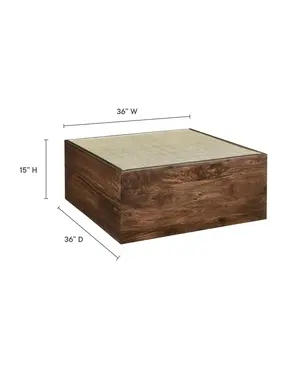 MODWAY Truett Square Wood Rattan Coffee Table