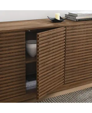 MODWAY Render 4-door Fluted Sideboard Cabinet Tv Stand - Walnut