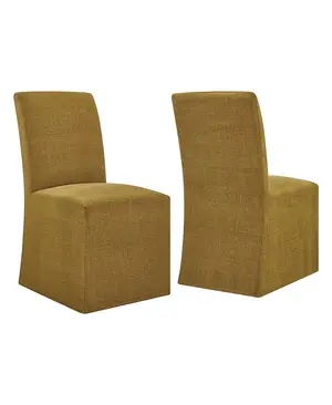 MODWAY Aster Slub Weave Fabric Slipcovered Dining Chairs, Set Of 2 - Copper