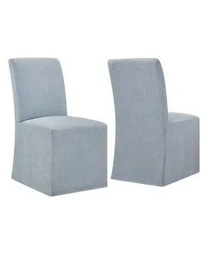 MODWAY Aster Slub Weave Fabric Slipcovered Dining Chairs, Set Of 2 - Sky