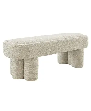 MODWAY Mossi 52-inch Oval Boucle Fabric Bench - Marble