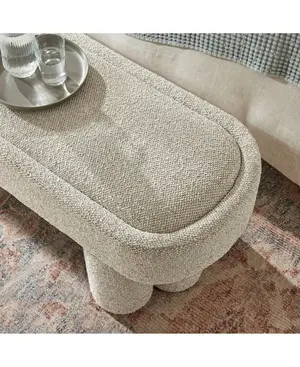 MODWAY Mossi 52-inch Oval Boucle Fabric Bench - Marble