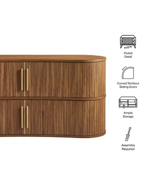 MODWAY Radcliffe 63 Curved Fluted Sideboard Buffet Cabinet