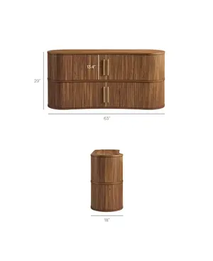 MODWAY Radcliffe 63 Curved Fluted Sideboard Buffet Cabinet
