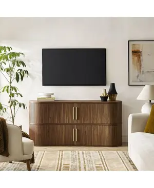 MODWAY Radcliffe 63 Curved Fluted Sideboard Buffet Cabinet