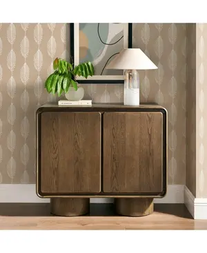 MODWAY Lumo 2-door Curved Wood Accent Cabinet - Walnut