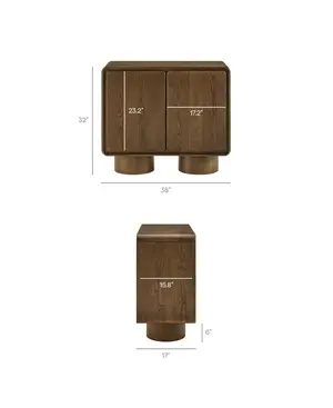 MODWAY Lumo 2-door Curved Wood Accent Cabinet - Walnut