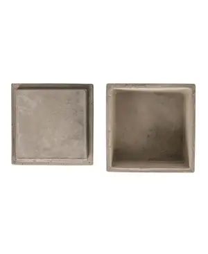 OLIVE GROVE Contemporary Cement Boxes With Lids, Set Of 2