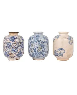 OLIVE GROVE Decorative Terra-cotta Vases With Heavy Distressing, Set Of 3