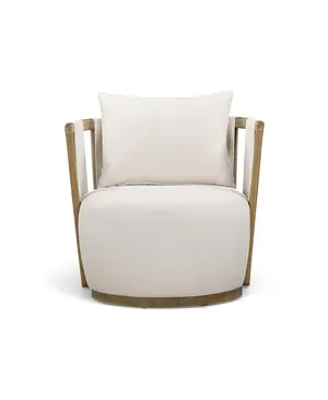TOV FURNITURE Paolo Upcycled Basketweave Fabric Outdoor Accent Chair - Cream