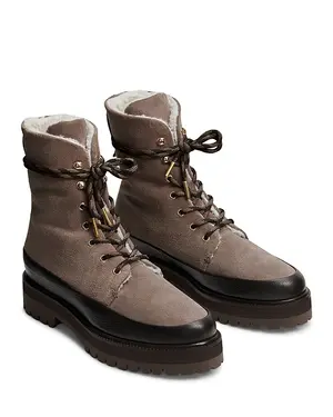 Varley Charente Fleece Lined Leather Lugged Sole Boots - Silver Lining