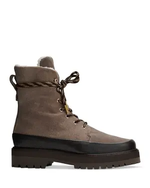 Varley Charente Fleece Lined Leather Lugged Sole Boots - Silver Lining