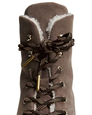 Varley Charente Fleece Lined Leather Lugged Sole Boots - Silver Lining