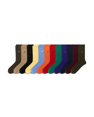 Polo Ralph Lauren Egypt Cotton Blend Ribbed Crew Socks, Pack Of 12