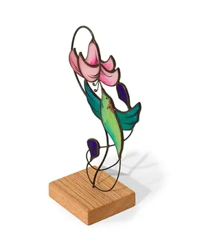 UNCOMMON GOODS Joyful Hummingbird Stained Glass Sculpture Avgul Oleg Avgul - Multi