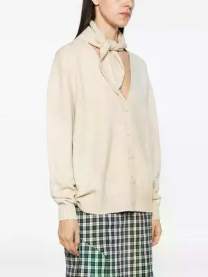 Plan C Scarf-detail V-neck Cardigan