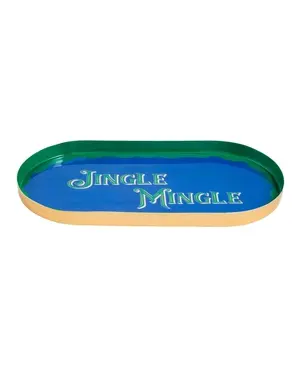 ZSA ZSA ZSU Nanpur Patterned Oval Metal Decorative Tray, 13 X7 X 1