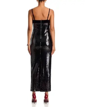 Aqua Velvet Bow Sequin Maxi Dress Exclusive