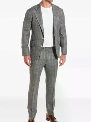 Brunello Cucinelli Pinstripe Linen Suit - Grey