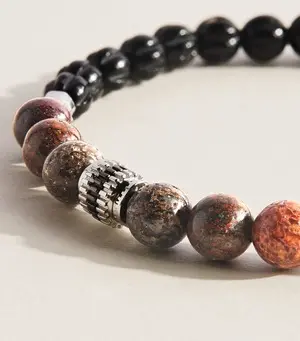 Tateossian Sterling Silver, Dinosaur Bone And Agate Gear Trio Bracelet