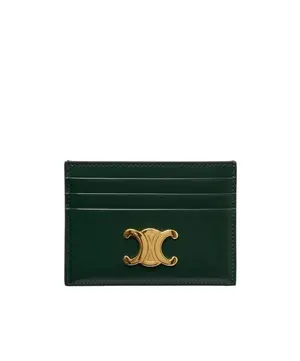 Celine Card Holder Triomphe In Shiny Calfskin - Pine