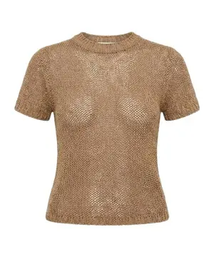 AYA MUSE Atele Knitted Crewneck T-shirt - Nude