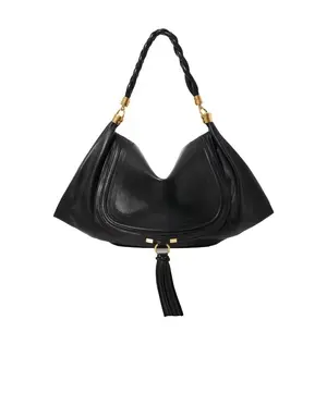 Chloé Large Marcie Foulard Hobo Bag In Soft Leather - Black
