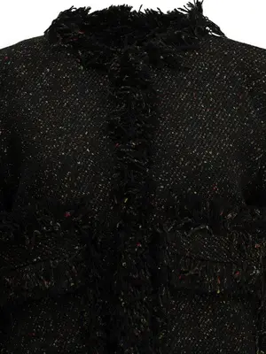 Sacai Fringed Tweed-effect Jacket