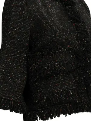 Sacai Fringed Tweed-effect Jacket