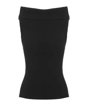 D.exterior Ribbed Sleeveless Knitted Top - Black