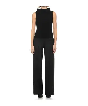 D.exterior Ribbed Sleeveless Knitted Top