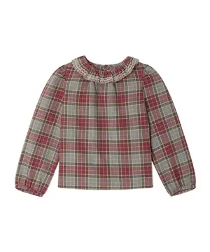 Bonpoint Timber Checked Hand-embroidered Blouse - No