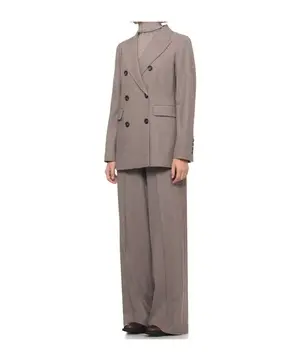 D.exterior Double-breasted Peak-lapel Blazer