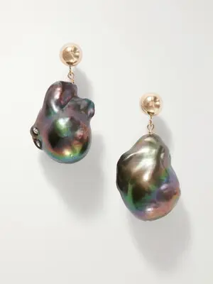 LOREN STEWART Nymph 14-karat Gold And Black Pearls Earrings - Multi