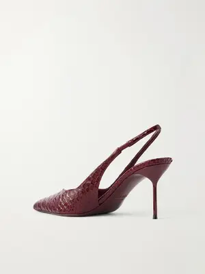 Paris Texas Lidia 70 Snake-effect Leather Slingback Pumps