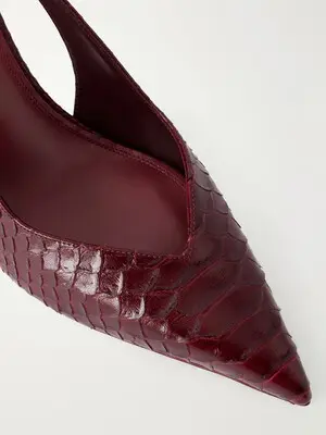 Paris Texas Lidia 70 Snake-effect Leather Slingback Pumps