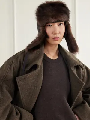 LEMAIRE Chapka Shearling-trimmed Cotton-blend Twill Trapper Hat