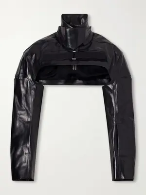 Rick Owens Funnel-neck Paneled Leather Bolero