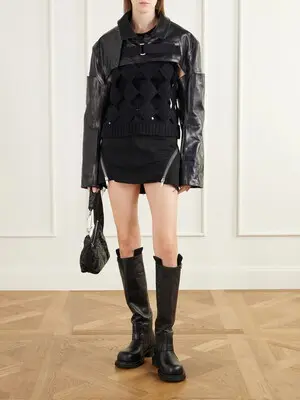 Rick Owens Funnel-neck Paneled Leather Bolero