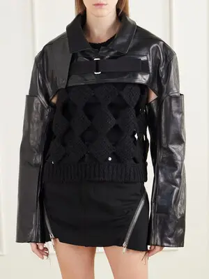 Rick Owens Funnel-neck Paneled Leather Bolero