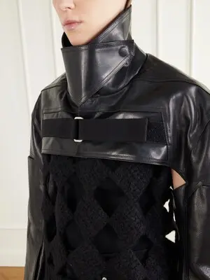 Rick Owens Funnel-neck Paneled Leather Bolero