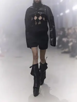 Rick Owens Funnel-neck Paneled Leather Bolero